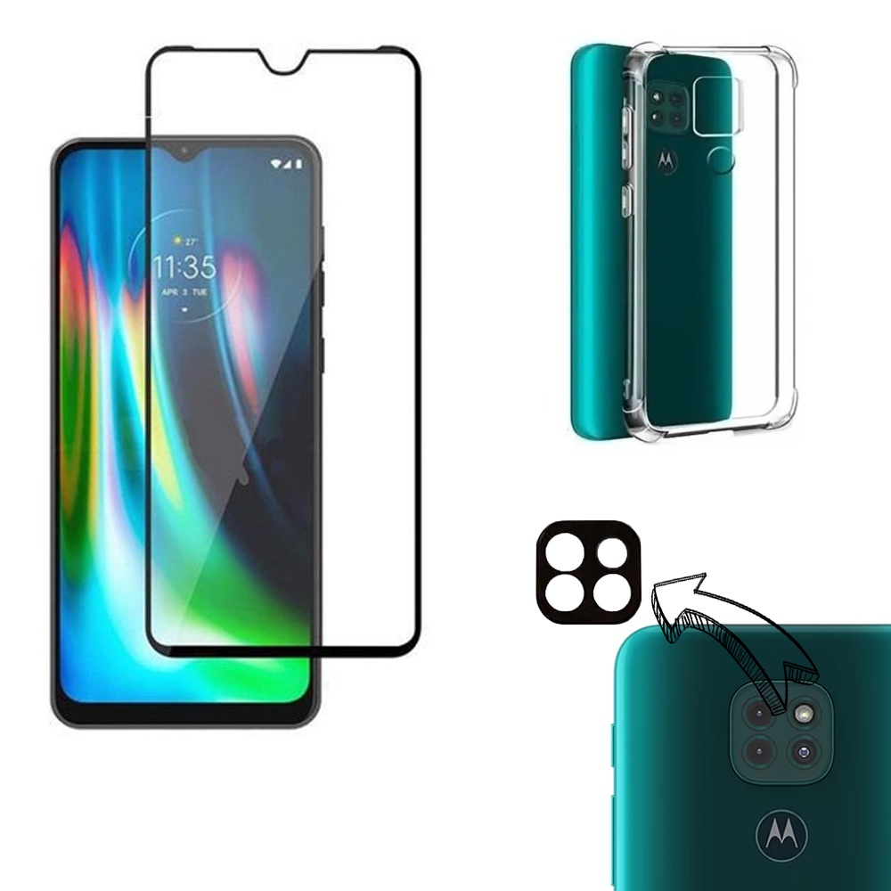 Kit Motorola Moto G9 Play Película De Vidro 3d Capa Capinha Anti