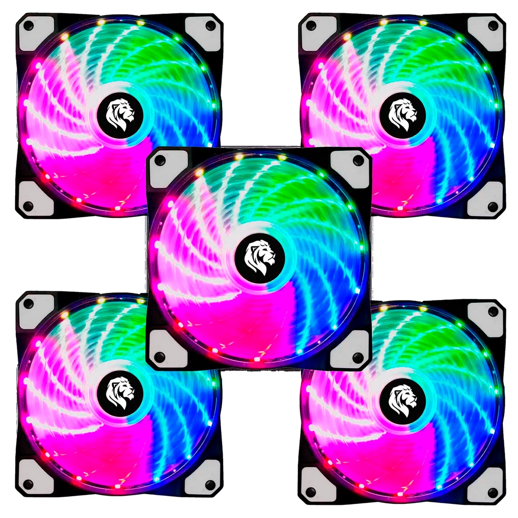 Kit 5 Cooler Gamer Fan Master Led RGB Hayom Molex 12X12CM - Setup Gamer ...