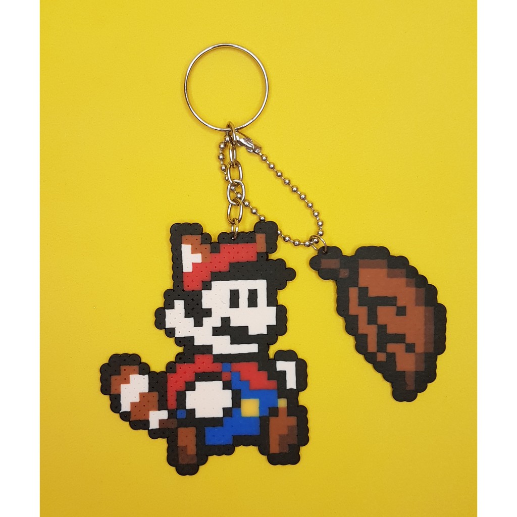 Chaveiro duplo - Super Mario (Tanuki) - Pixel Art/ Pixel Arte/ Perler ...