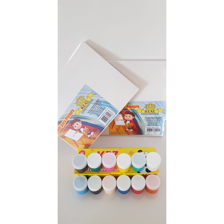 KIT PINTURA - 2 TELAS PARA PINTURA 16X22cm + 12 TINTA GUACHE | Shopee ...
