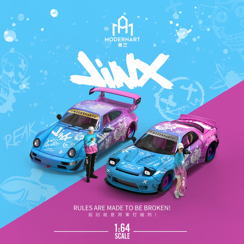 Camiseta TimeMirco TM 1 : 64 Porsche 964/Mazda RX7 JiNX Azul Rosa Com ...