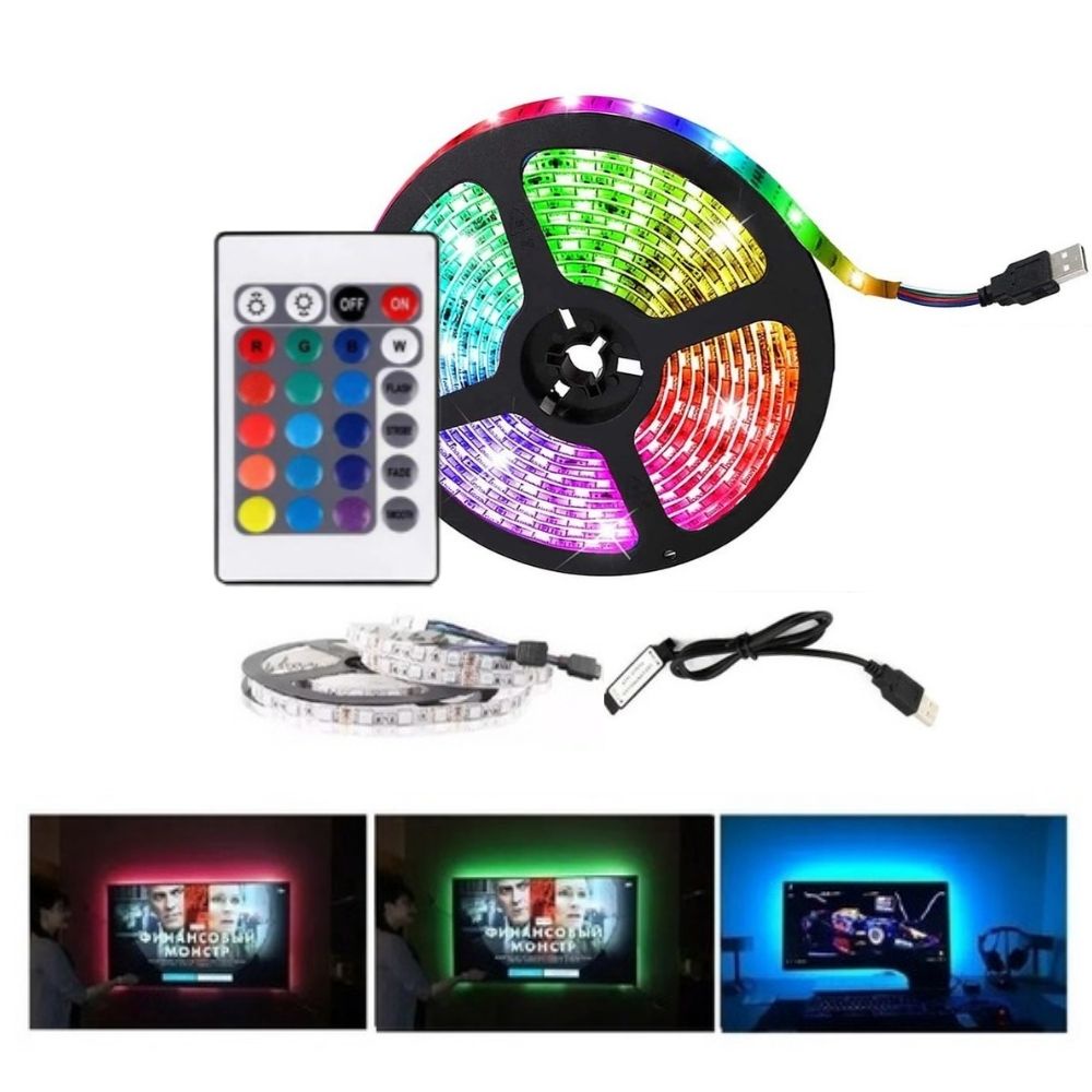 Fita Led RGB Colorida 5050 3M 16 Cores + Controle | Shopee Brasil