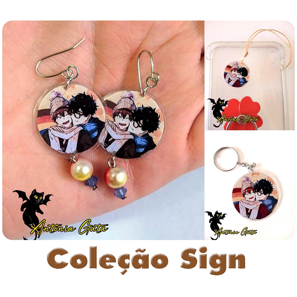 Coleção Yaoi Sign - Brinco, chaveiro e Phone Strap (pingente de celular ...