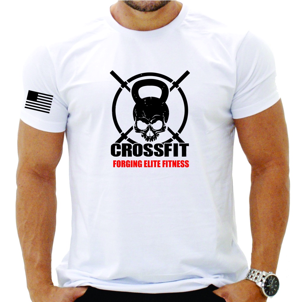 Camiseta Crossfit Dry Fit Caveira Usa Fitness Academia Masculina ...
