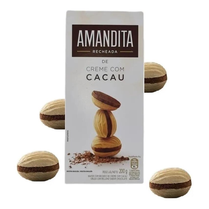Wafer Recheada De Creme Com Cacau Chocolate Amandita 200g | Shopee Brasil