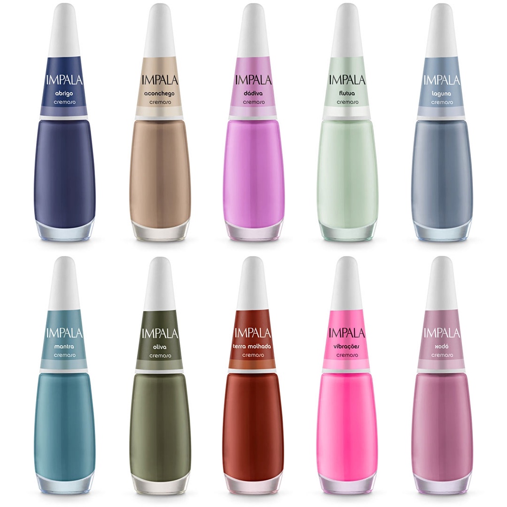 Esmaltes Impala Coleção A Cor da Sua Moda Kit 10 cores | Shopee Brasil