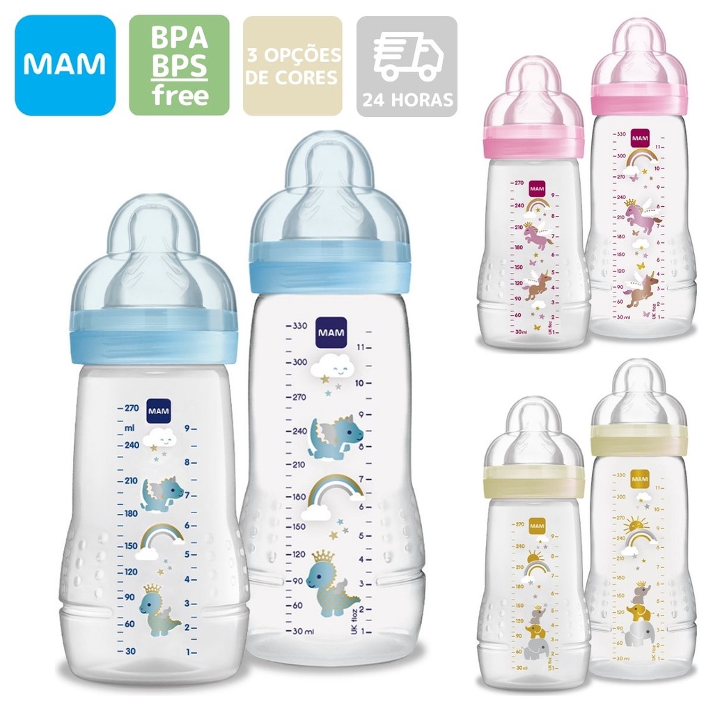 Kit 2 Mamadeiras Mam Easy Active 270ml e 330ml | Shopee Brasil