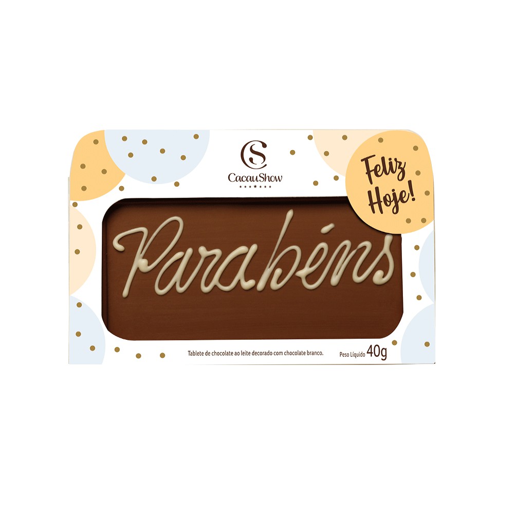 Placa Chocoarte Parabéns 40g Cacau Show | Shopee Brasil