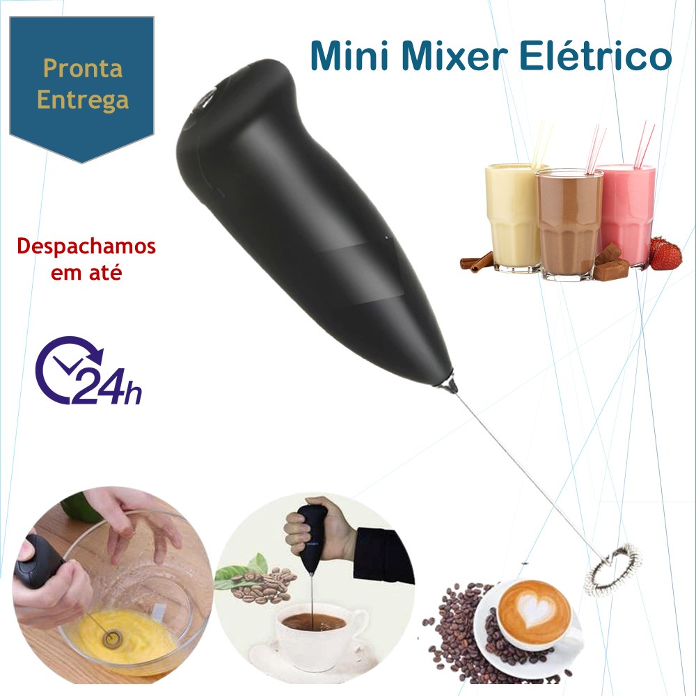 Mini Mixer Misturador Elétrico Shake Whey Leite Café Inox Portátil ...