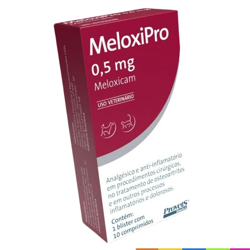 Meloxipro Anti-inflamatório Analgésico 0,5mg Para Cachorro e Gato 10 Comprimidos Provets Simões ...