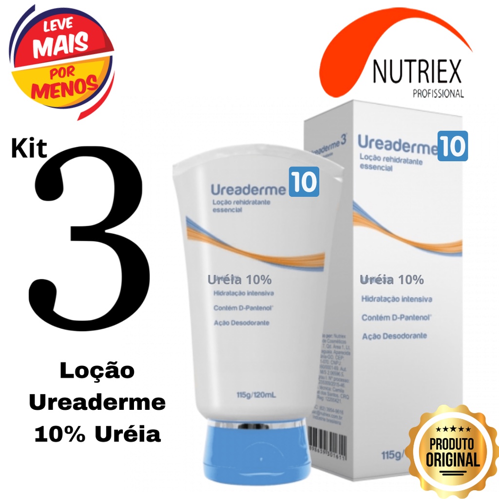 Ureia - KIT 3 Ureaderme 10% Loção 120ml cada Creme Hidratante Nutriex ...