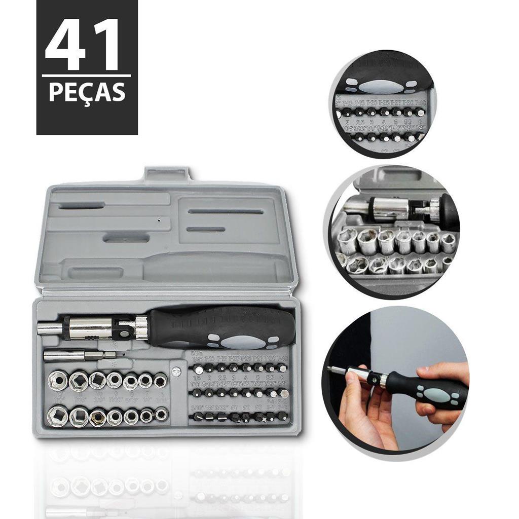 Jogo de Chave Catraca Reversivel Kit Ferramenta 41pc | Shopee Brasil