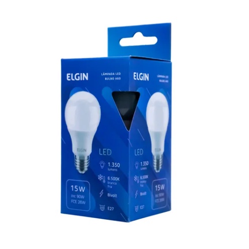 Lampada Bulbo Led A60 15W Bivolt 6500K - ELGIN | Shopee Brasil
