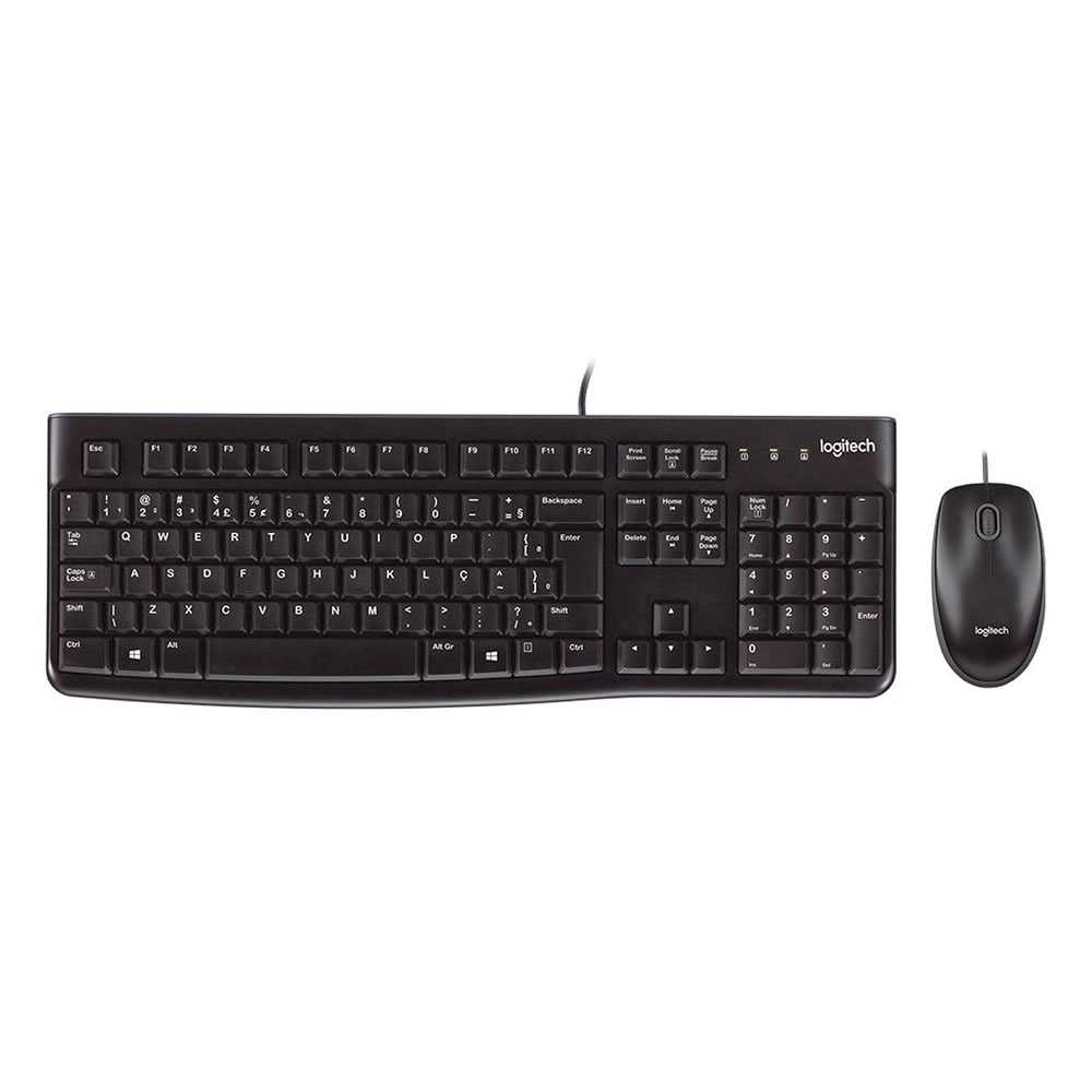 Teclado e Mouse com fio USB Logitech MK120 1000 dpi, Espanhol ABNT2 ...