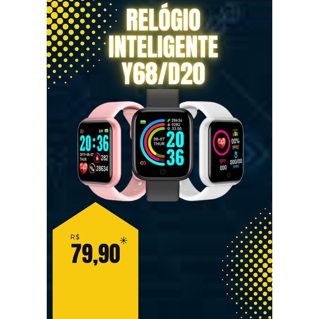 Relógio inteligente Y68/D20 | Shopee Brasil