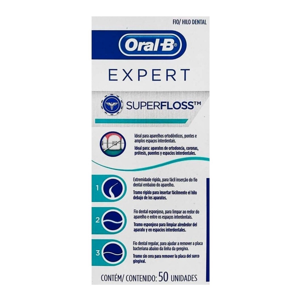 Fio Dental Expert Super Flosser C/ 50un Oral-B | Shopee Brasil