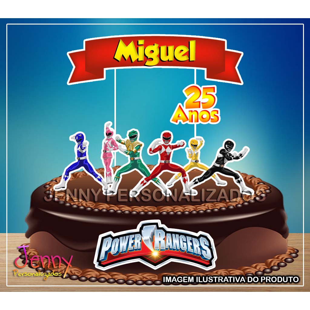 Topo Topper de Bolo Personalizado Power Rangers | Shopee Brasil