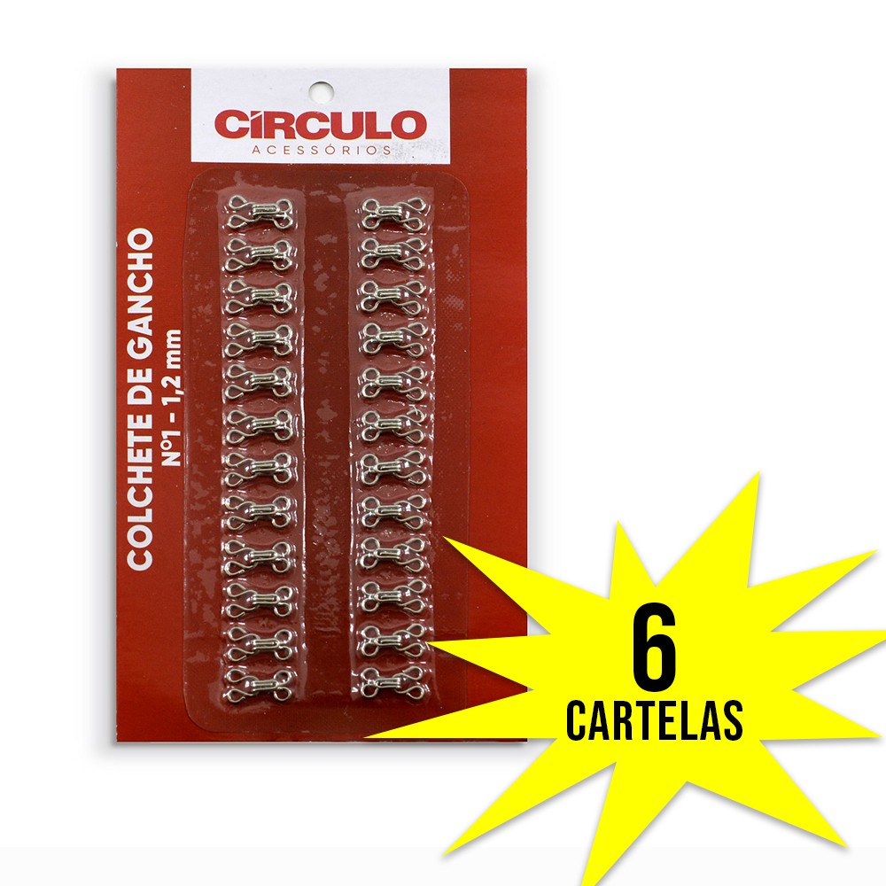 Colchete De Gancho Circulo 06 Cartelas - 1,2mm / 1,5mm / 1,6mm - Preto ...