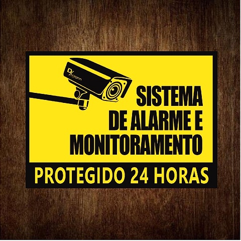 Placa Sistema De Alarme E Monitoramento 24hrs 20x30cm | Shopee Brasil