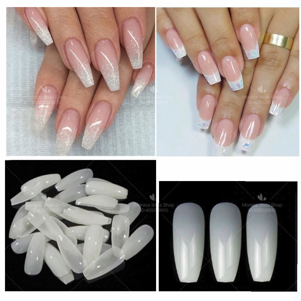 Kit 500 Unhas Postiças Natural New Quality Normal unha postica e Tips ...