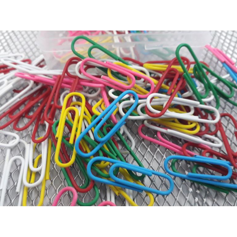Clips de papel Coloridos Caixas 100 unidades 8x28mm Tamanho Médio ...