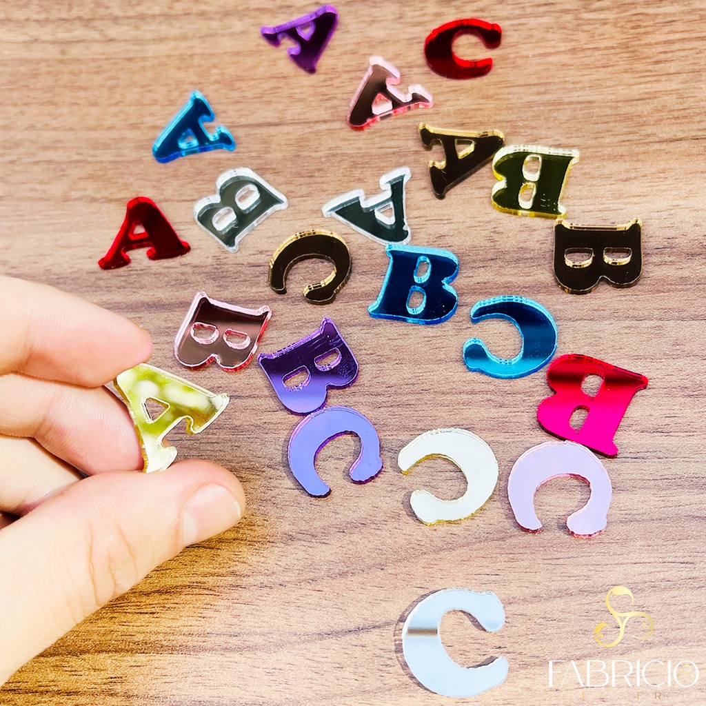 Aplique Letras COOPER BLACK Acrílico Espelhado 2 cm de Altura + DE 9 ...