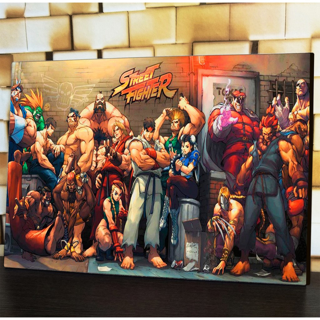 Quadro Decorativo Tema Street Fighter Banner Alta Definição MDF 6mm ...