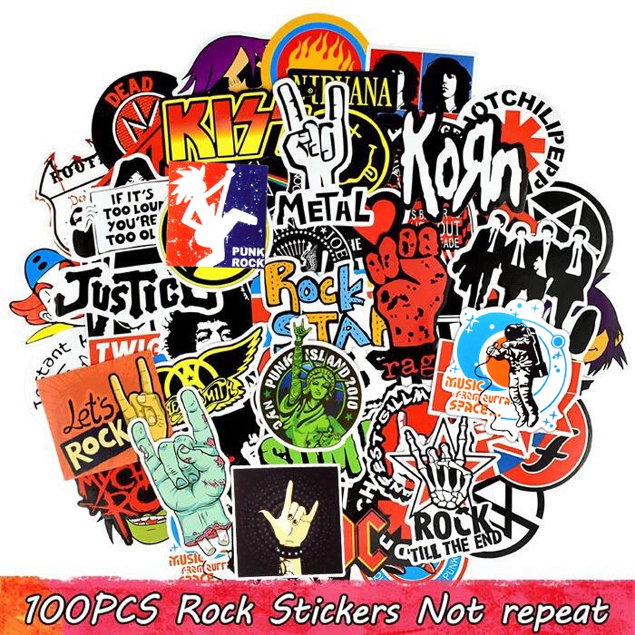 100 Autocolantes PCS Rock Stickers Música Retro Band Graffiti JDM ...
