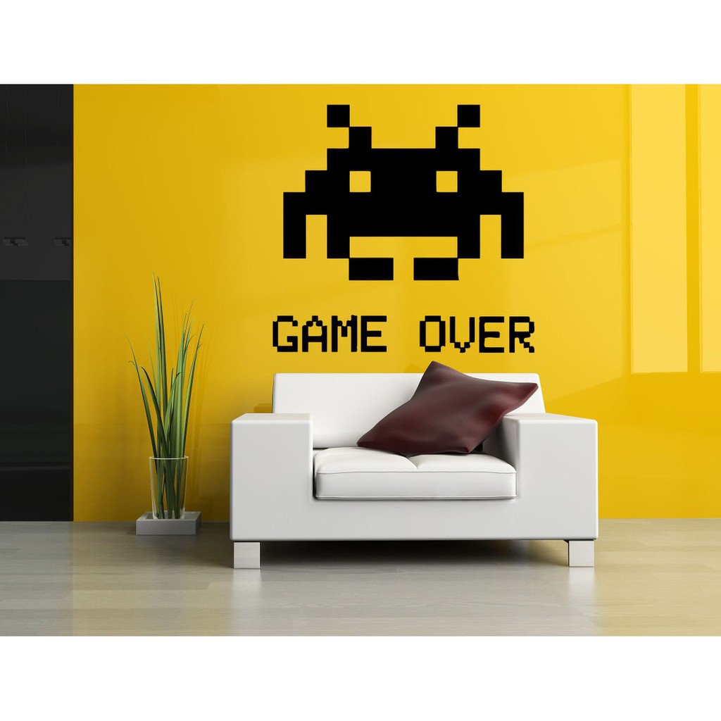 Adesivo Decorativo Game Over Gamer Old Parede Quarto Atari Sala Console ...