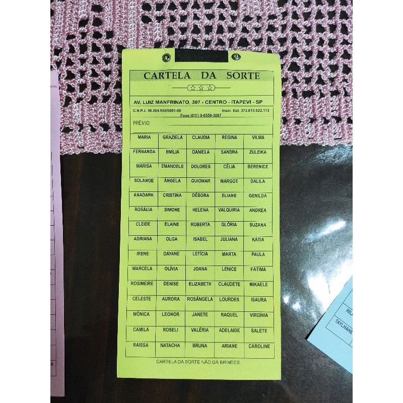 Cartela de rifa 50, 100, 150 nomes | Shopee Brasil