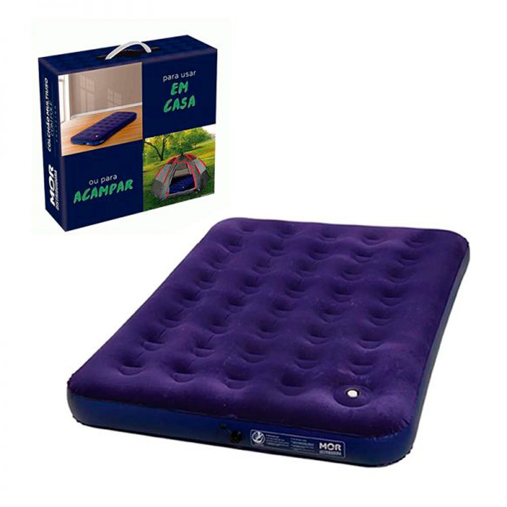 Colchão Inflavel Casal Com Inflador Imbutido Camping | Shopee Brasil