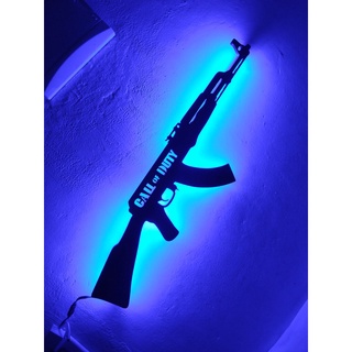 Rifle Ak 47 Call Of Duty Led Light Luminaria de parede Decorativa GAMER ...