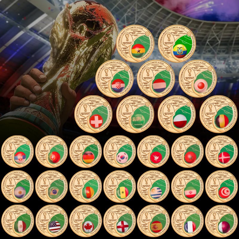 Copa Do Mundo De Metal Comemorativa De Moedas De Futebol Chaveiro De ...