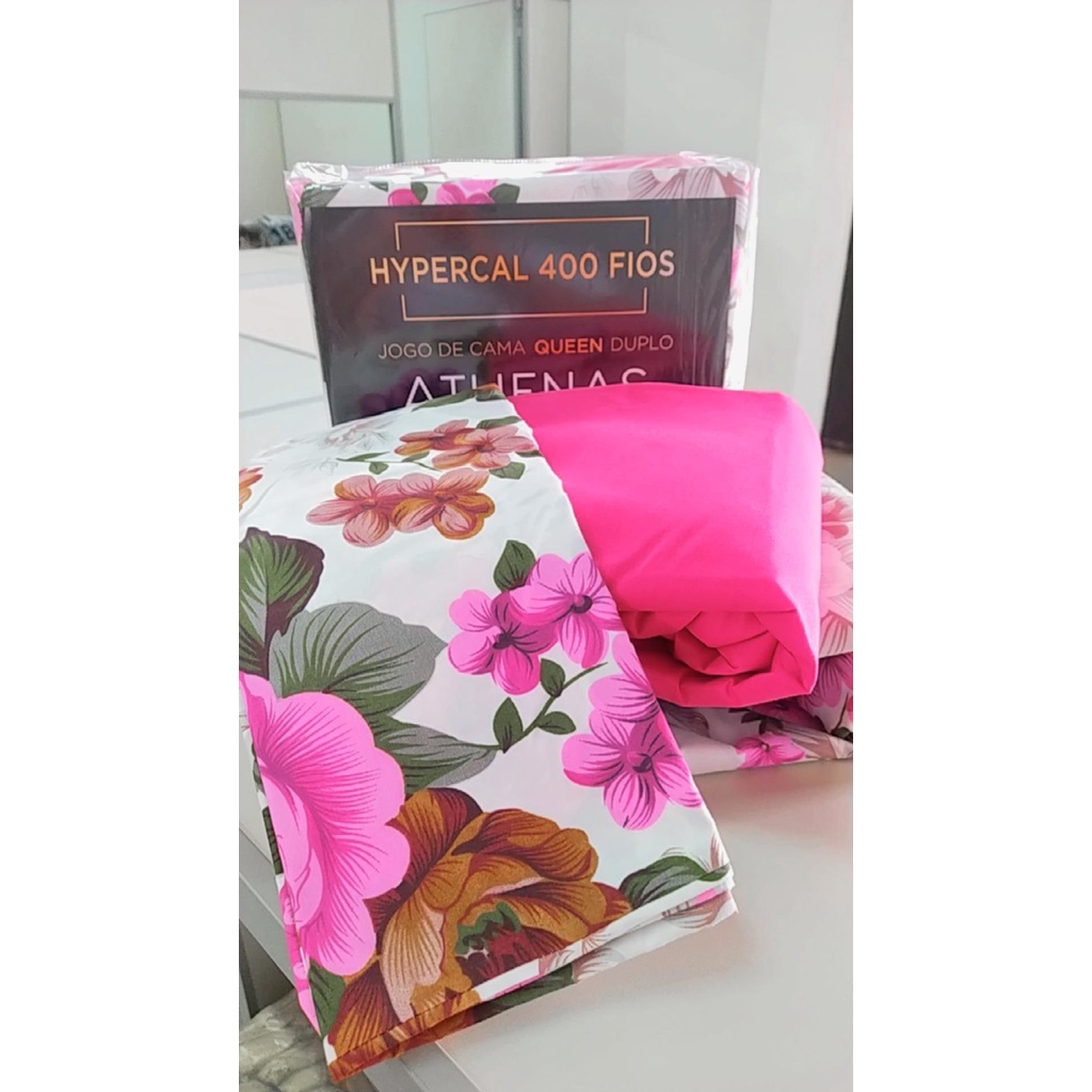 JOGO DE CAMA HYPERCAL 400 FIOS CASAL ESTAMPADO 04 PEÇAS | Shopee Brasil