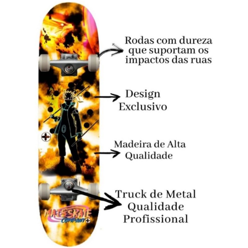 Kit Completo Skate Estampado Montado Pronto p/ Andar Semi Prof e ...