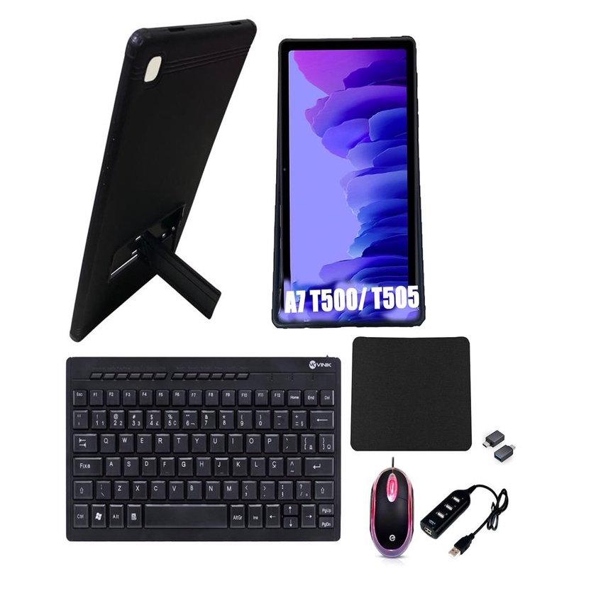 Capa Preta + Teclado Mouse p/ Tablet Samsung A7 T500/T505 10.4 polegadas kit | Shopee Brasil