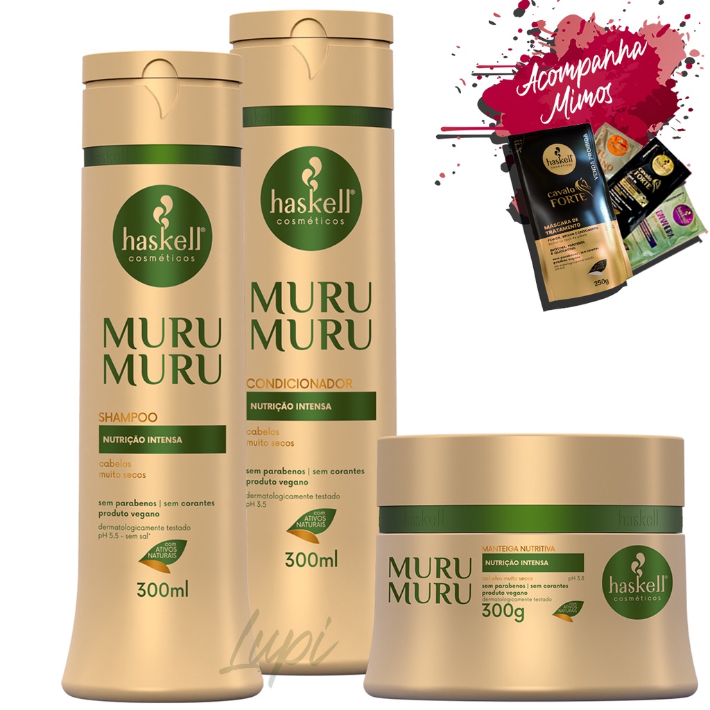 Kit Haskell Murumuru Shampoo Condicionador 300ml Mascara 250g | Shopee Brasil
