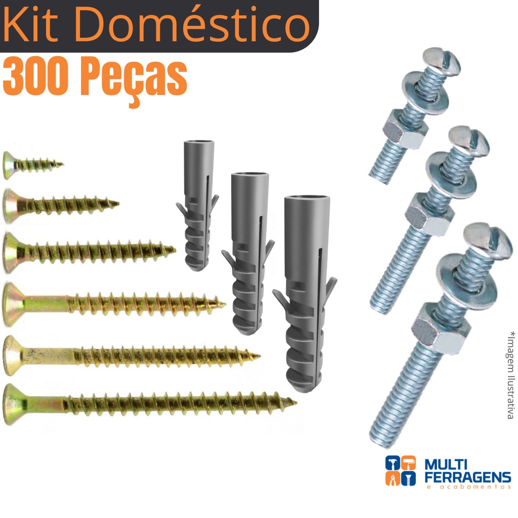 Kit Completo Parafusos com Buchas 6 - 8 -10 para Parede Parafuso com ...