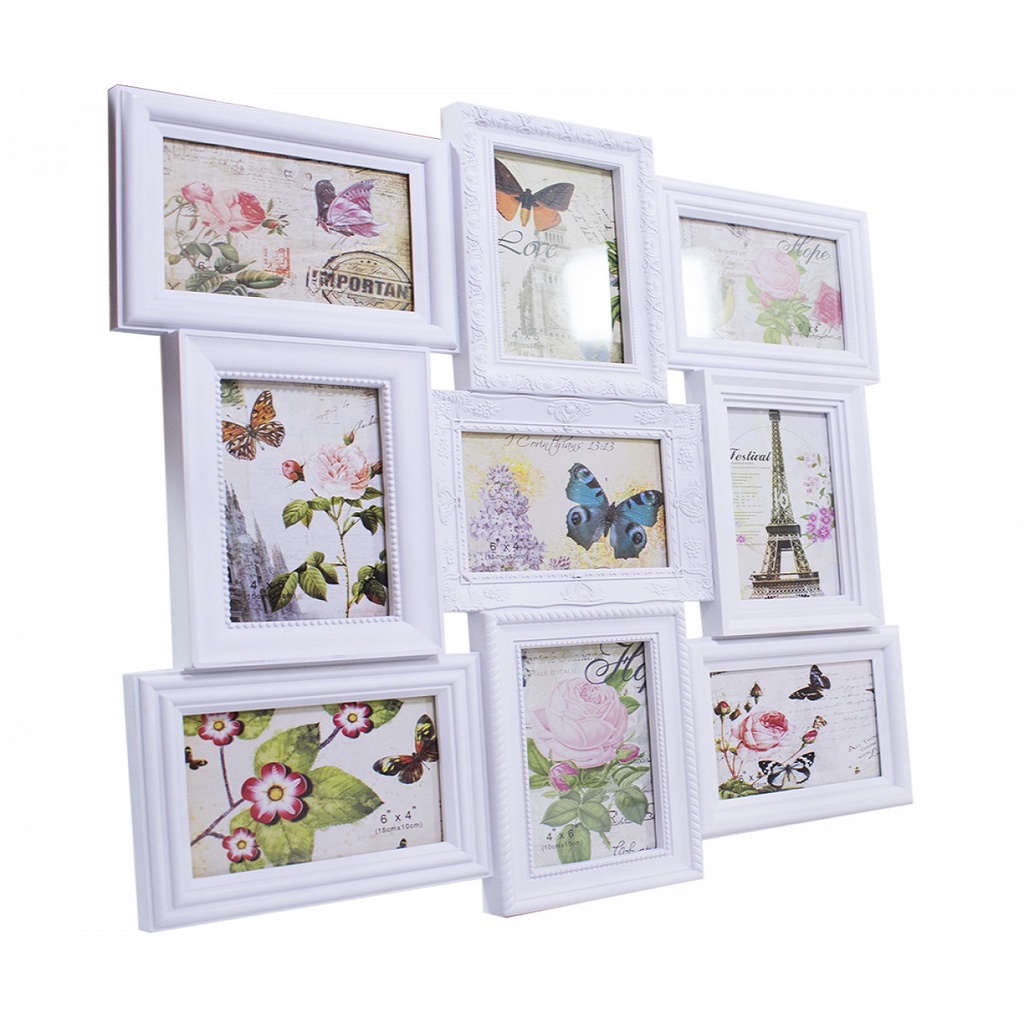Multi Porta Retrato 9 Fotos Branco 52x52cm | Shopee Brasil
