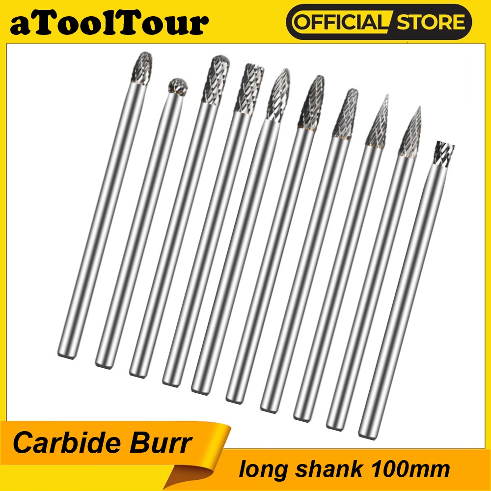 Rebarba De Carboneto De Tungstênio 100mm Extensão Haste Longa 6x6mm ...