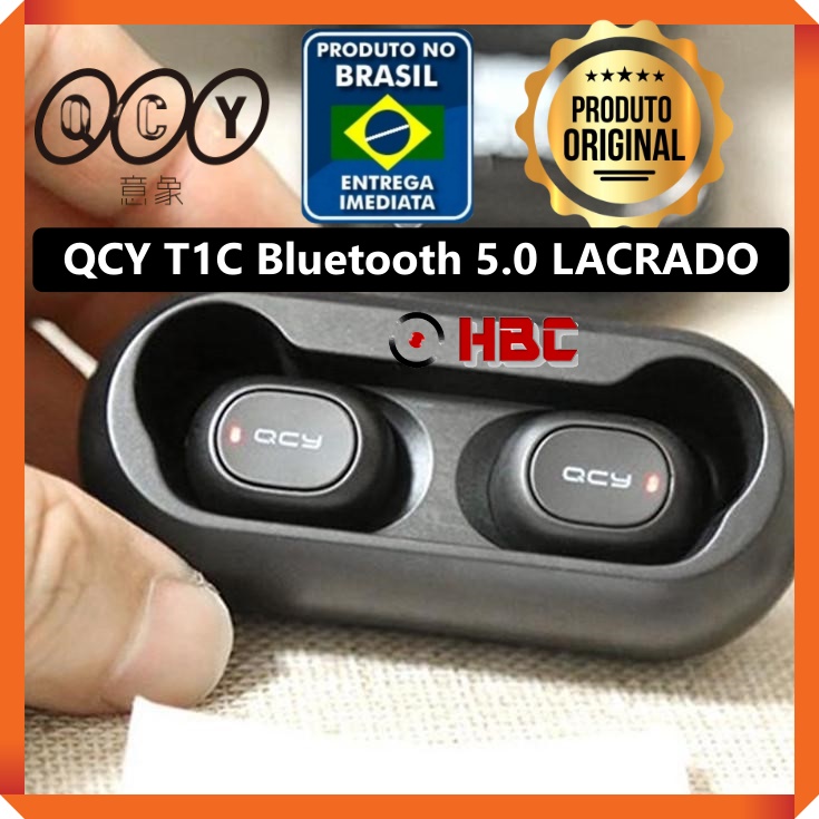 Original Fone Bluetooth 5.0 QCY T1C - Preto - Lacrado - Bluetooth 5.0 - Classif. IPX4 - A Pronta ...