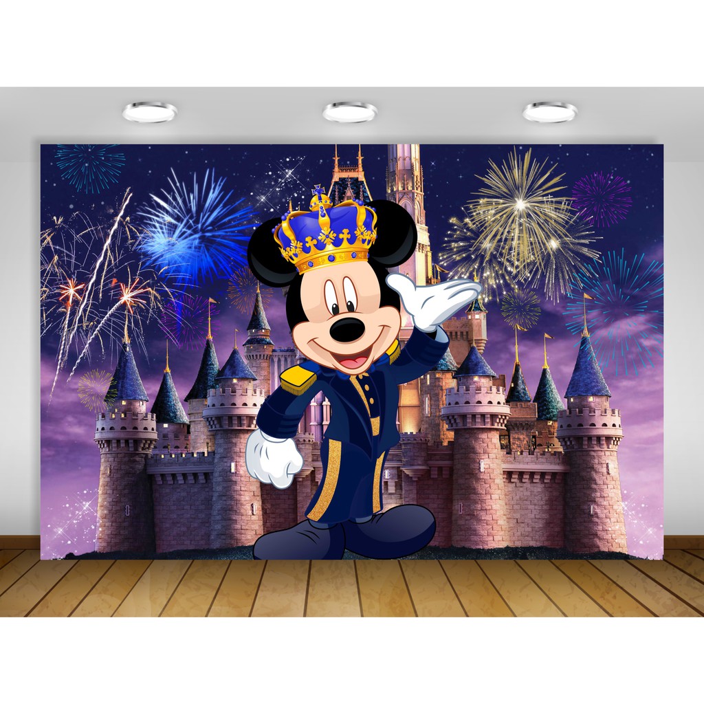 Painel de festa Mickey Realeza Decoração Disney Mickey Castelo Disney ...