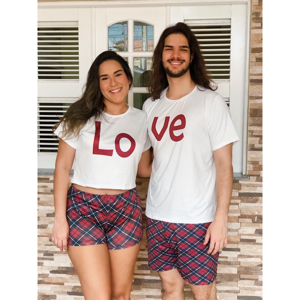 Kit Pijama Casal - Love | Shopee Brasil