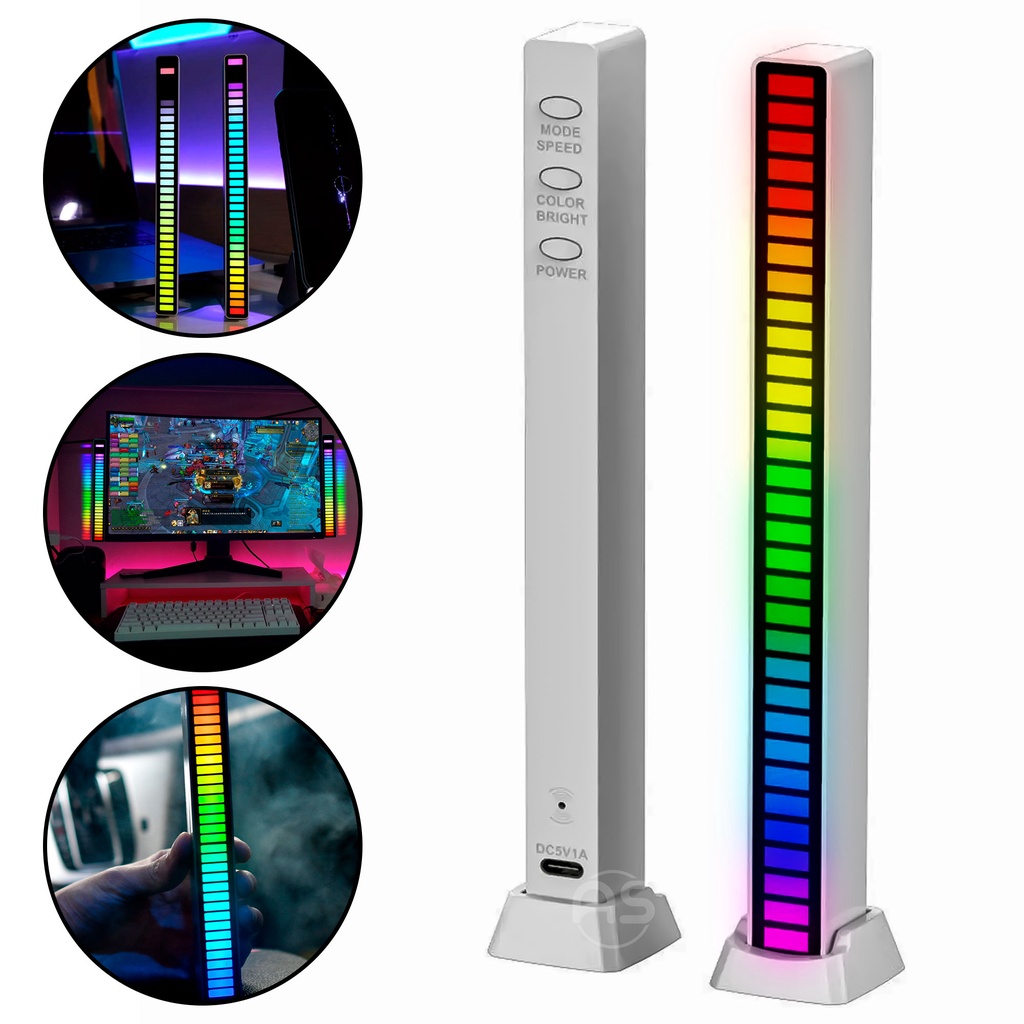 Barra Led Rítmica Luz Rgb Music Levels Lights Indução Som | Shopee Brasil