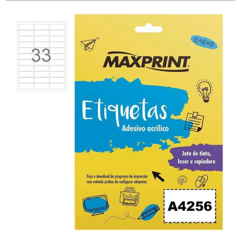 Etiqueta Maxprint A4256 254x635mm 25 Folhas - 825 Etiquetas | Shopee Brasil