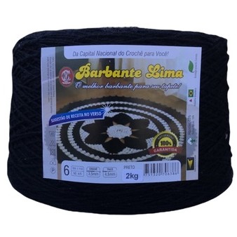 Barbante Lima Preto 2kg N6 N8 Especial Para Croche | Shopee Brasil