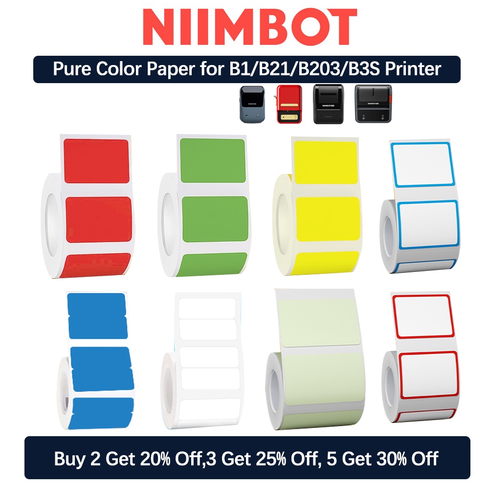 NiiMBOT B1/B21/B203/B3s Papel De Rótulo Térmico Colorido De Roupa ...