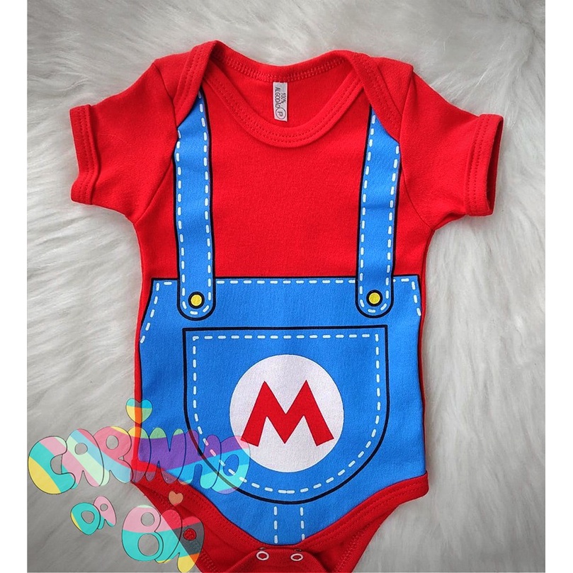 Body mesversário bebê menino Mario | Shopee Brasil