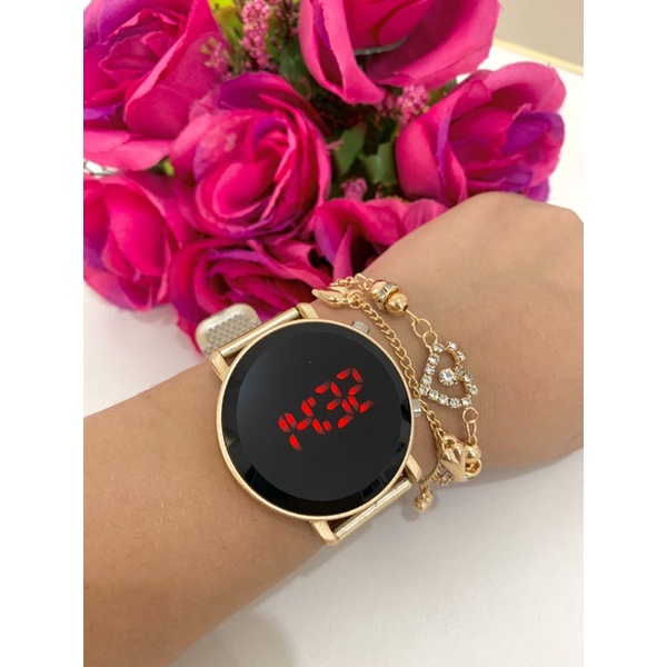 Relógio Feminino de Led Redondo Digital | Shopee Brasil