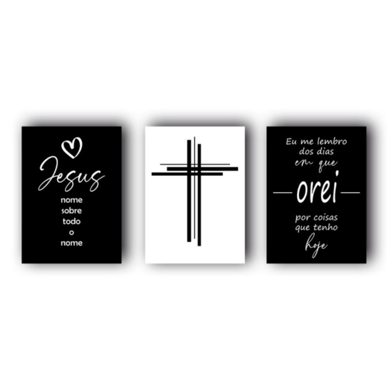 kit com 3 placas decorativas // Jesus nome sobre todo o nome // Eu me ...